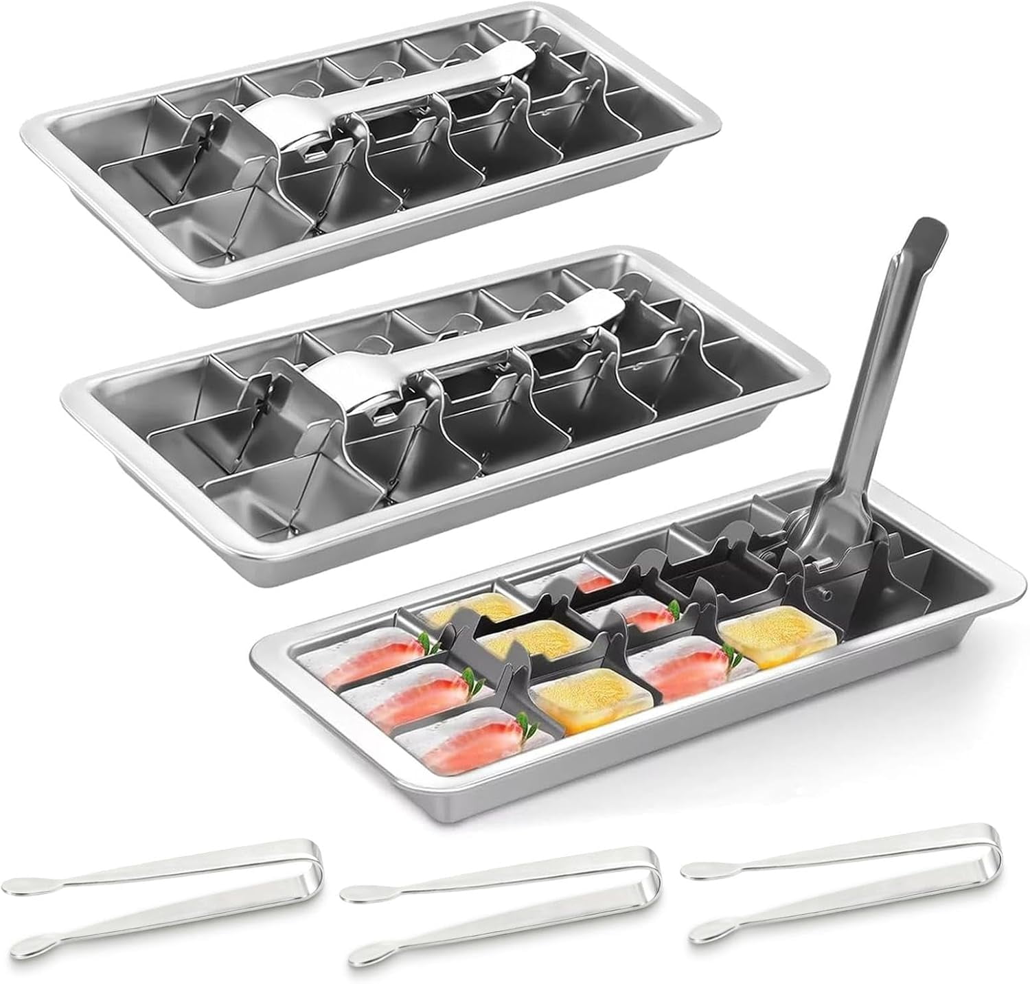 2 Pcak 18-Slot Trays Stainless Steel - Professional Heavy Duty Metal ...