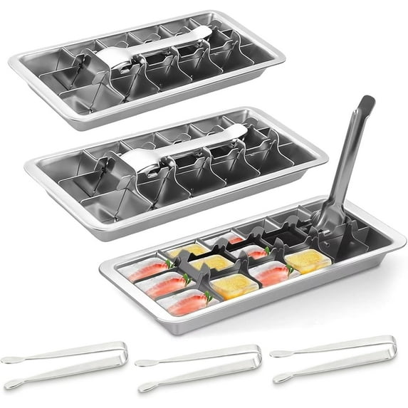 2 Pcak 18-Slot Trays Stainless Steel - Professional Heavy Duty Metal ...