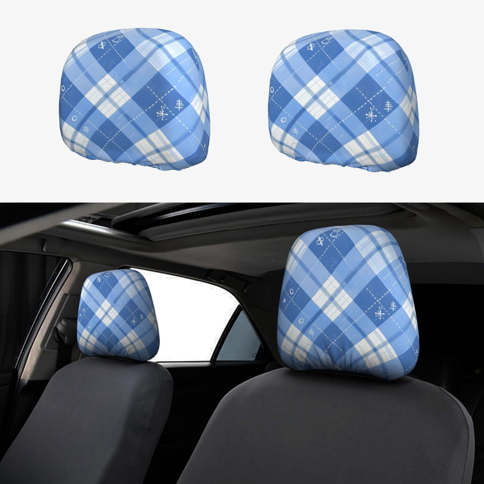 2 Pce Car Headrest Cover 11×10.2in With Elastic Easy To Install Anti ...