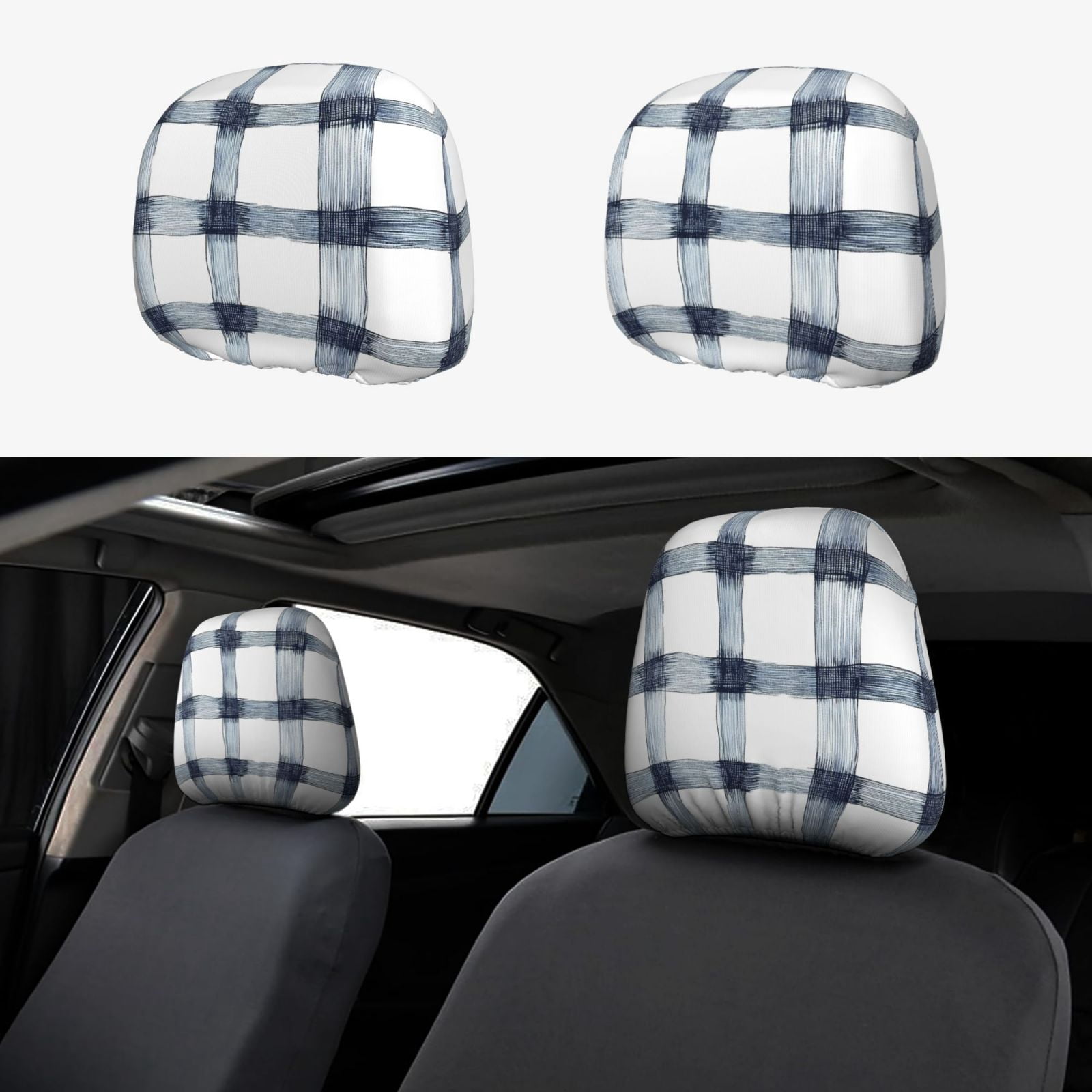 2 Pce Car Headrest Cover 11×10.2in With Elastic Easy To Install Anti ...