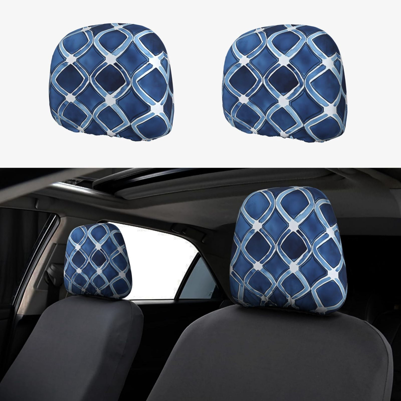 2 Pce Car Headrest Cover 11×10.2in With Elastic Easy To Install Anti ...