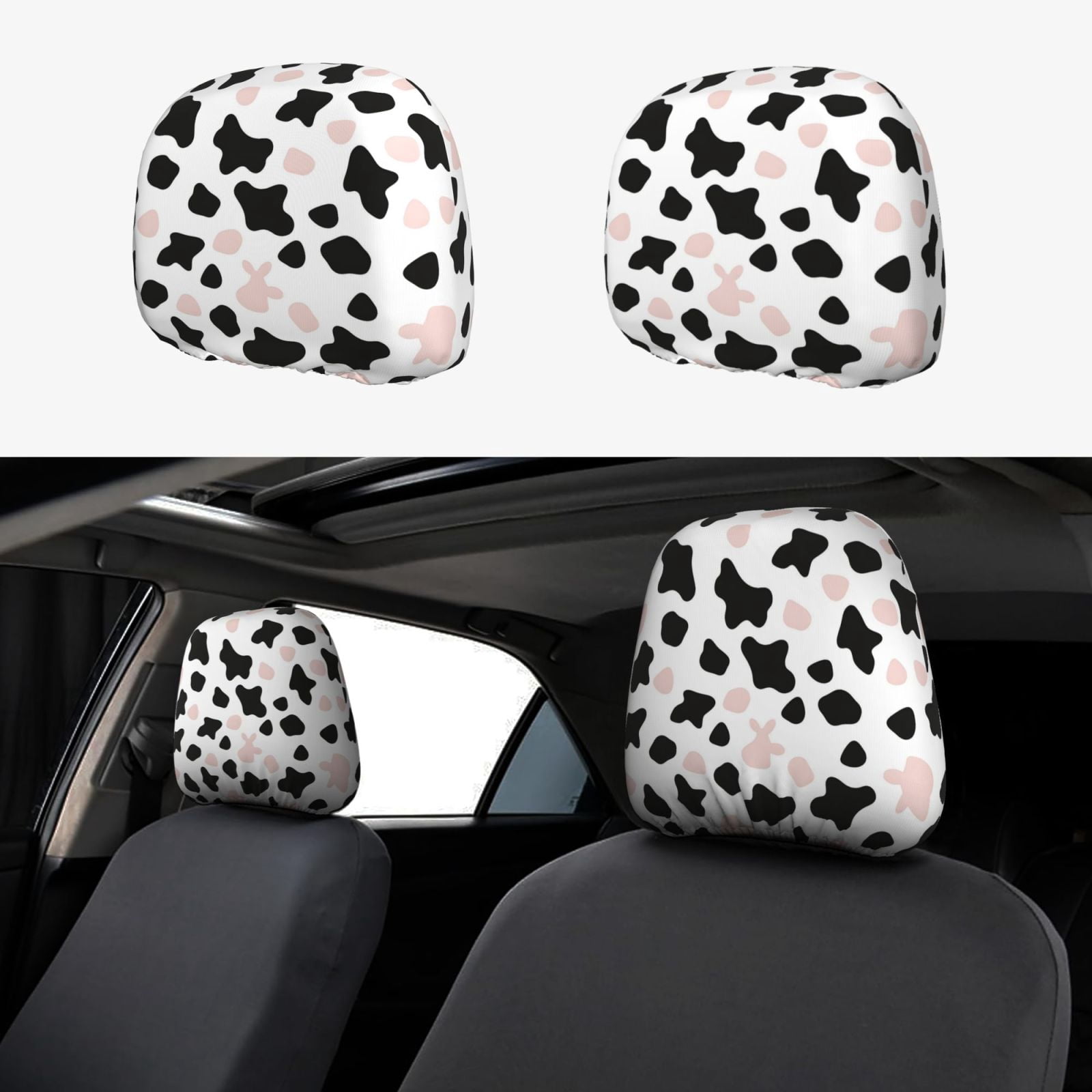 2 Pce Car Headrest Cover 11×10.2in With Elastic Easy To Install Anti ...