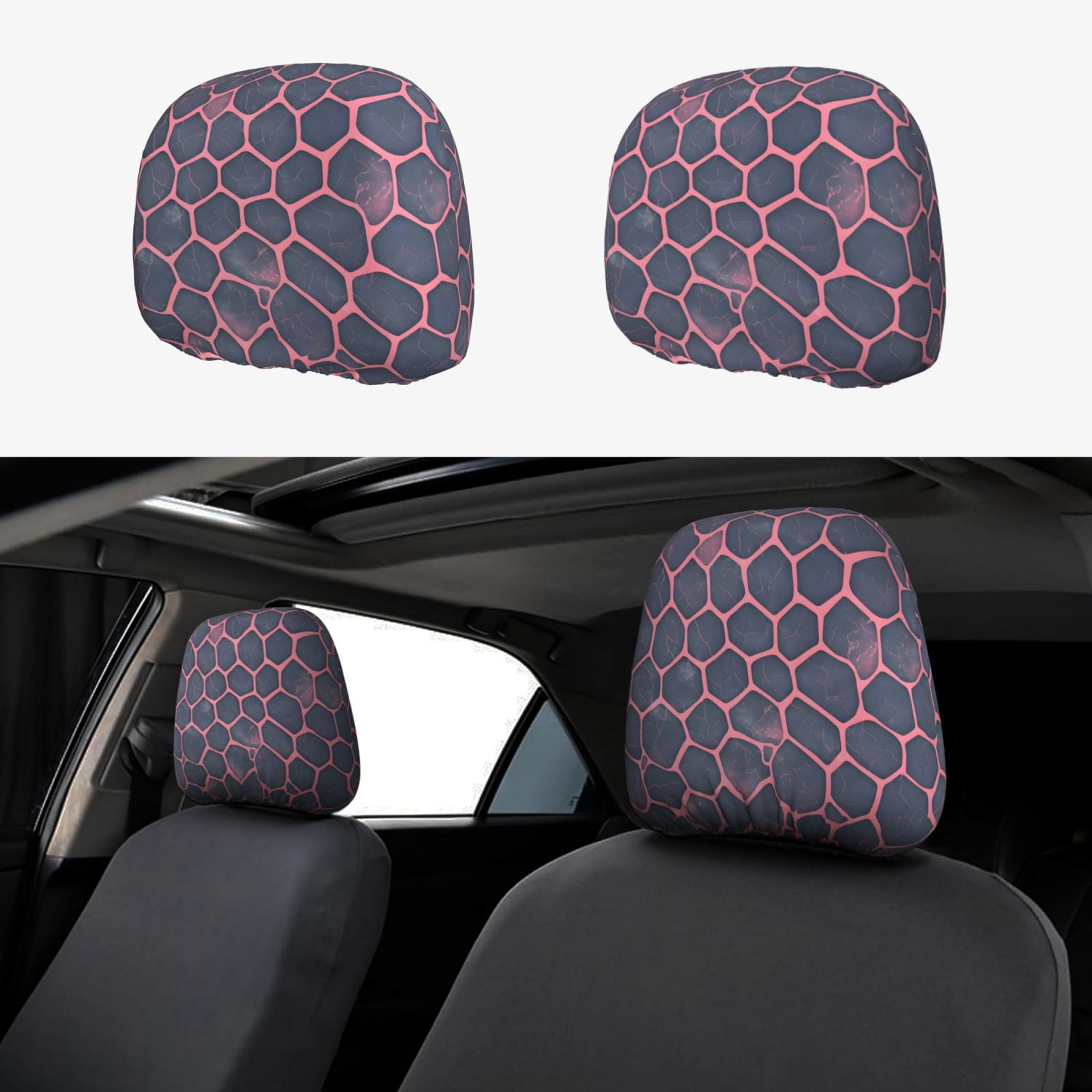 2 Pce Car Headrest Cover 11×10.2in With Elastic Easy To Install Anti ...
