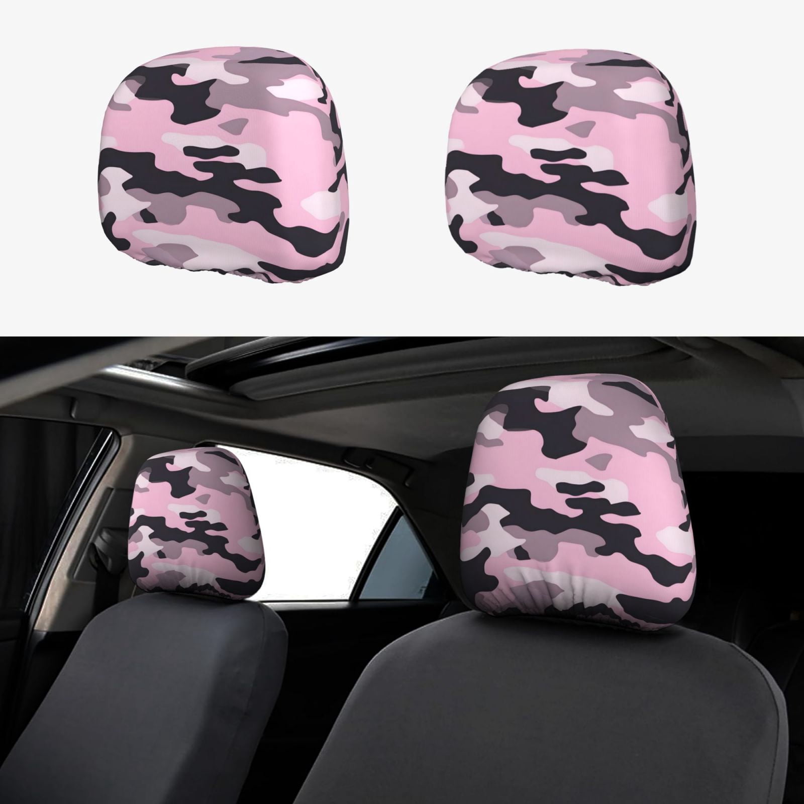 2 Pce Car Headrest Cover 11×10.2in With Elastic Easy To Install Anti ...