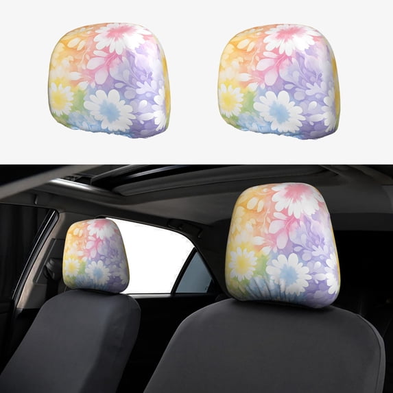 2 Pce Car Headrest Cover 11×10.2in With Elastic Easy To Install Anti ...