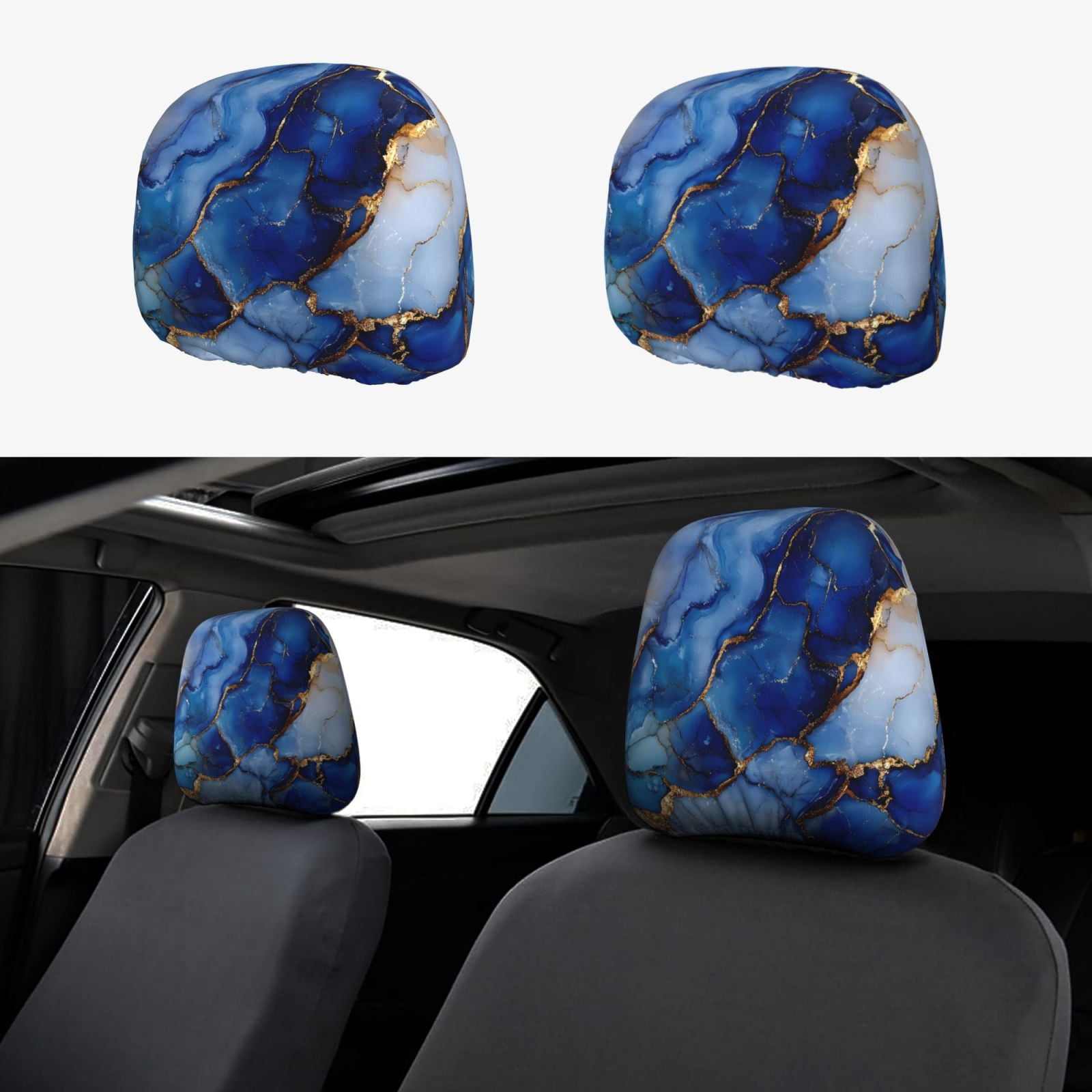 2 Pce Car Headrest Cover 11×10.2in With Elastic Easy To Install Anti ...