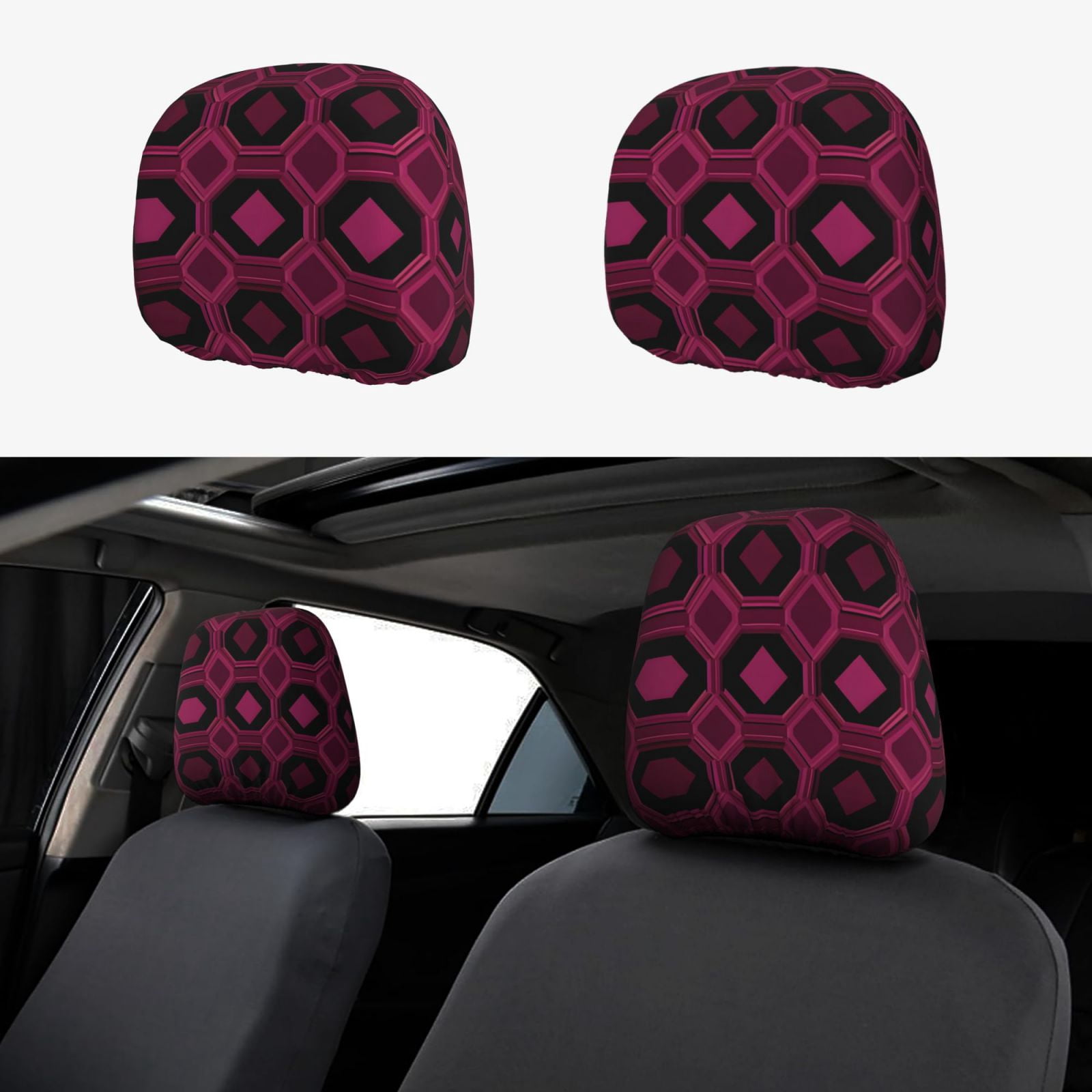 2 Pce Car Headrest Cover 11×10.2in With Elastic Easy To Install Anti ...