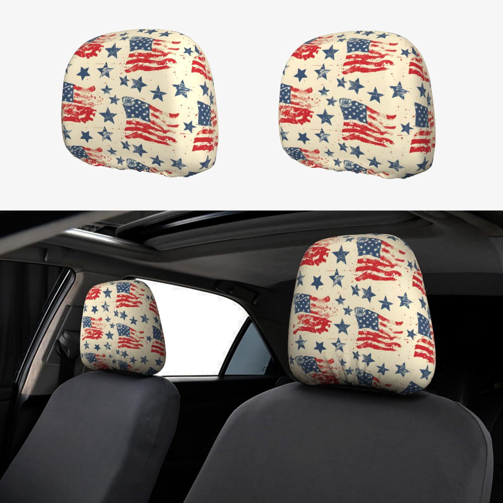 2 Pce Car Headrest Cover 11×10.2in With Elastic Easy To Install Anti ...
