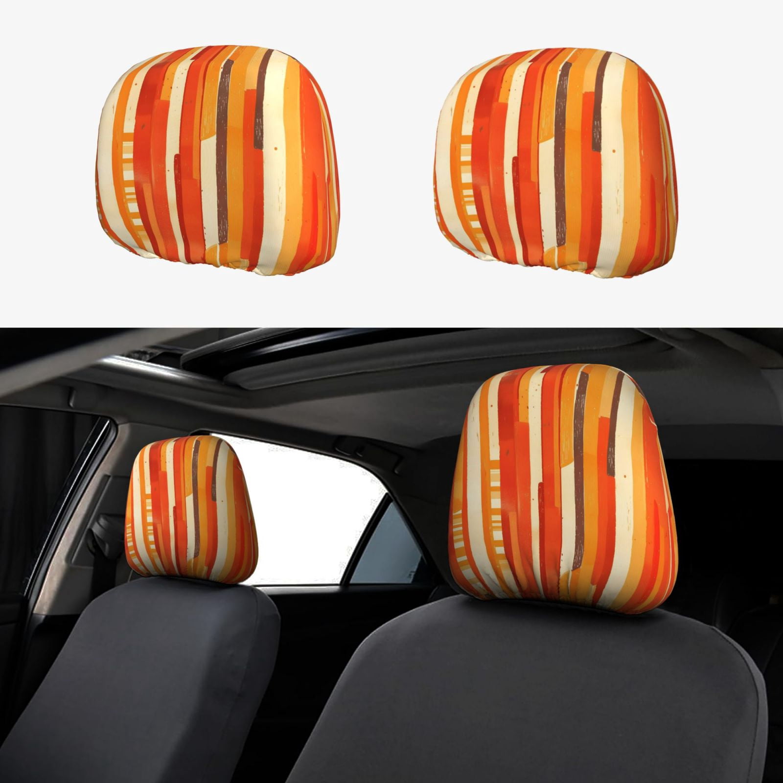 2 Pce Car Headrest Cover 11×10.2in With Elastic Easy To Install Anti ...