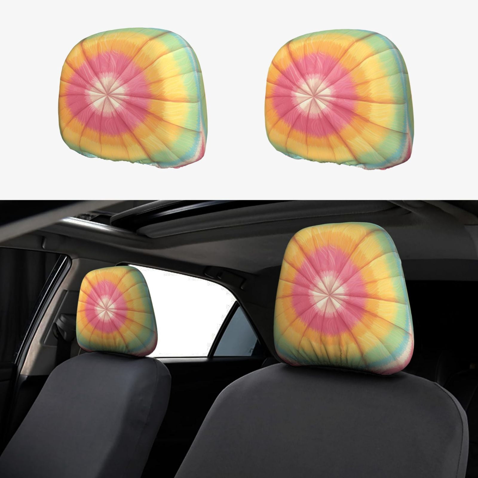 2 Pce Car Headrest Cover 11×10.2in With Elastic Easy To Install Anti ...