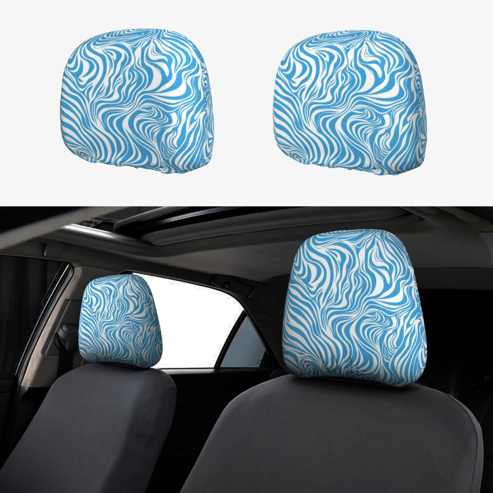 2 Pce Car Headrest Cover 11×10.2in With Elastic Easy To Install Anti ...