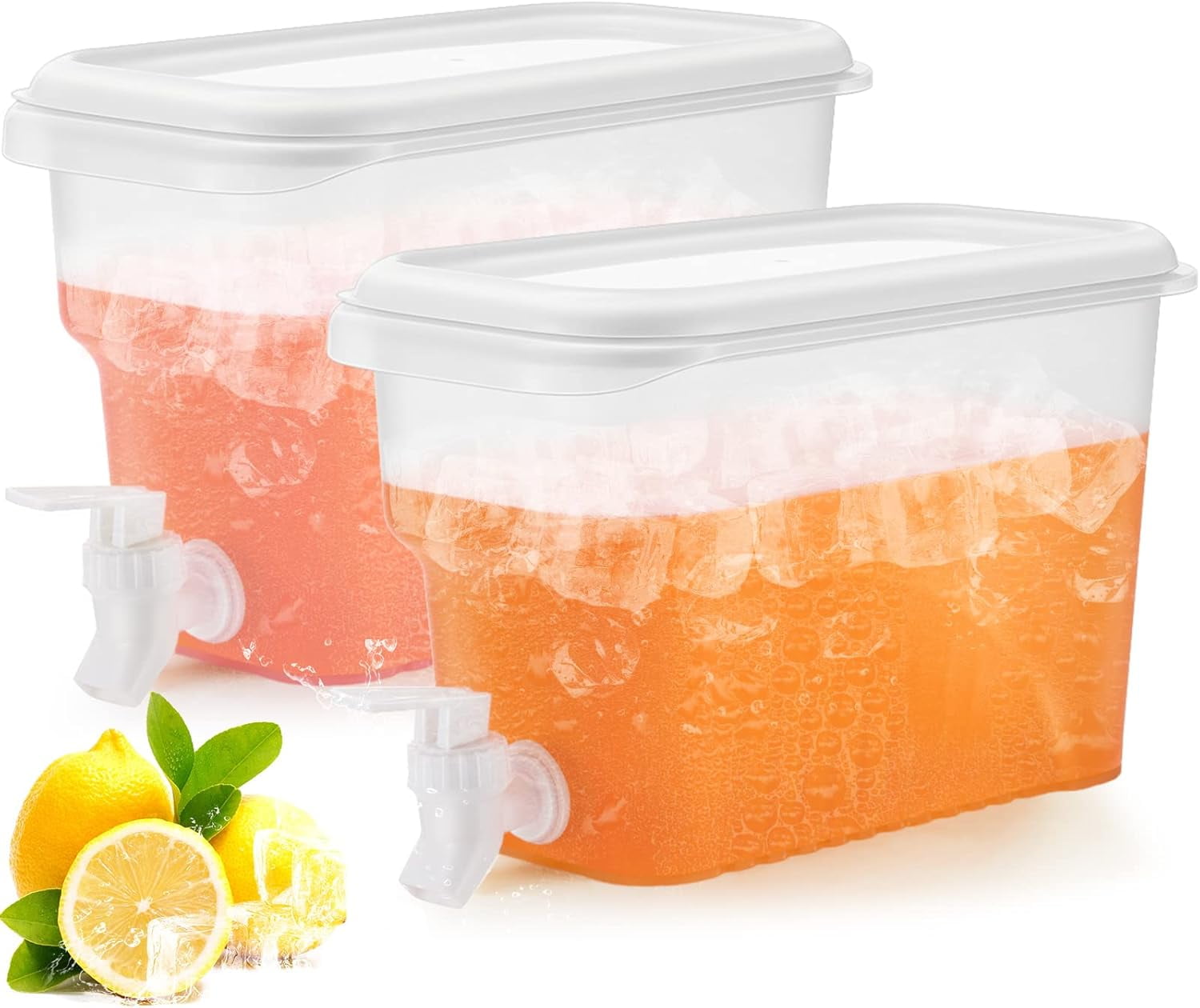 2 Pcs 0.8 Gallon Beverage Drink Dispenser for Fridge, Plastic Liquid ...