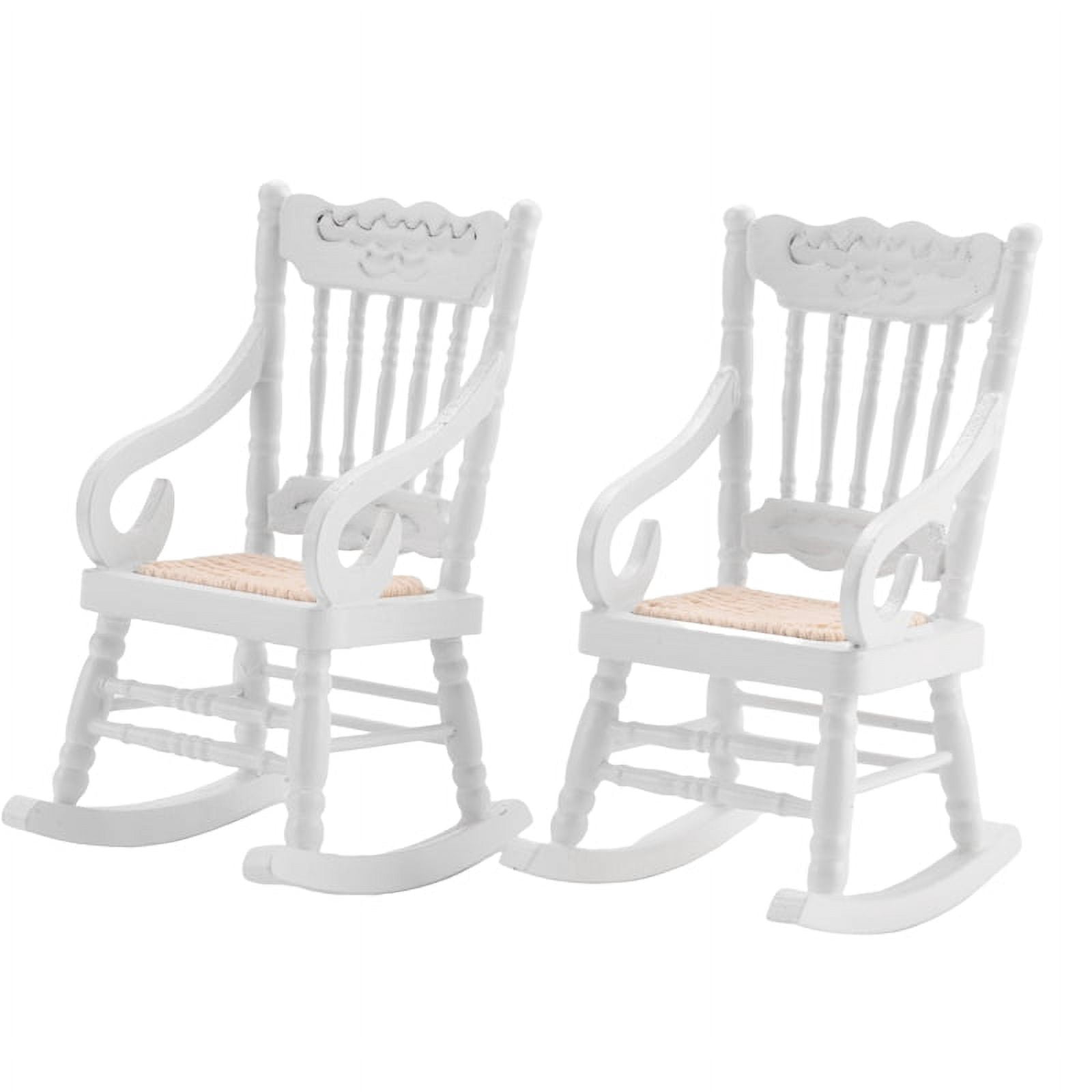 2 Pcs 1:12 Toy Miniature Furniture Wooden Rocking Chairs Toy ...