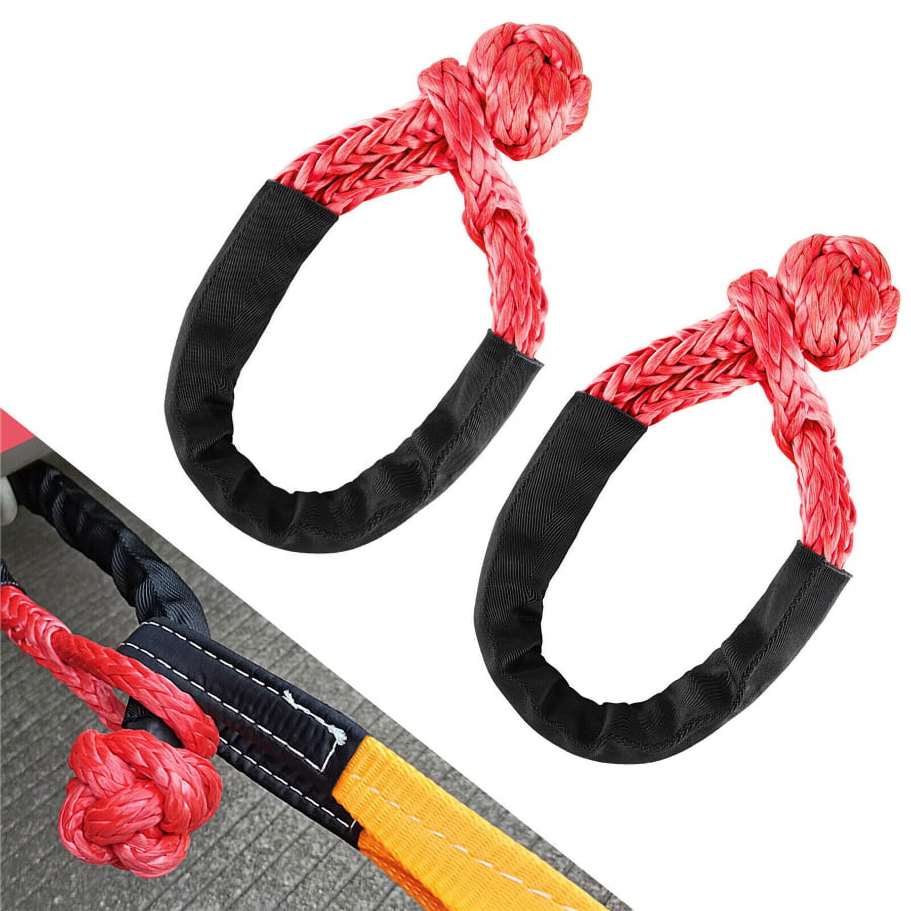 2 Pcs 1/2" Soft Shackle Rope Synthetic Tow Recovery Strap 38000LBS ...