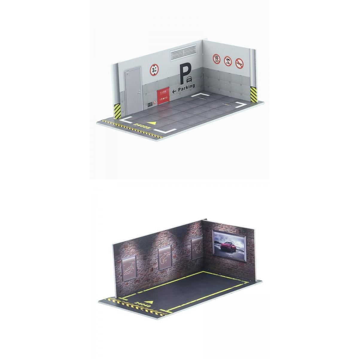 2 Pcs 1/24 Car Model Scene DIY Garage Model Background - Walmart.com