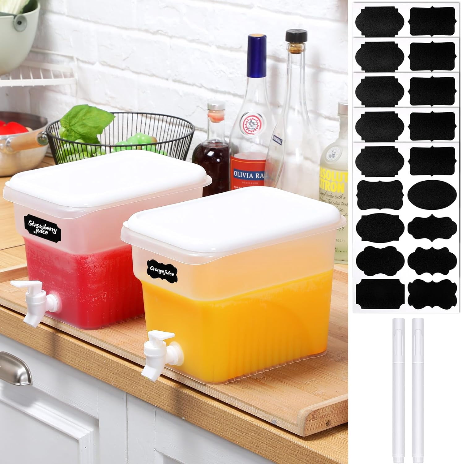 2 Pcs 1.32 Gallon Drink Dispensers for Parties with Spigot Plastic ...