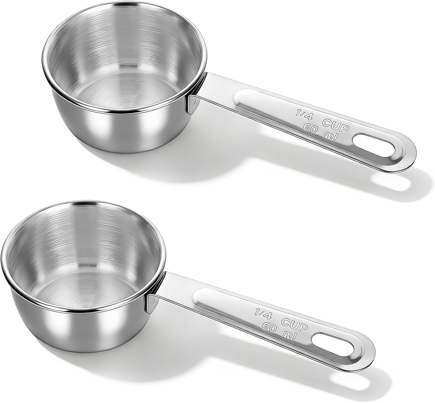 2 Pcs 1/4 Cup Stainless Steel Measuring Cup, 60ml, 2oz Metal Cups ...