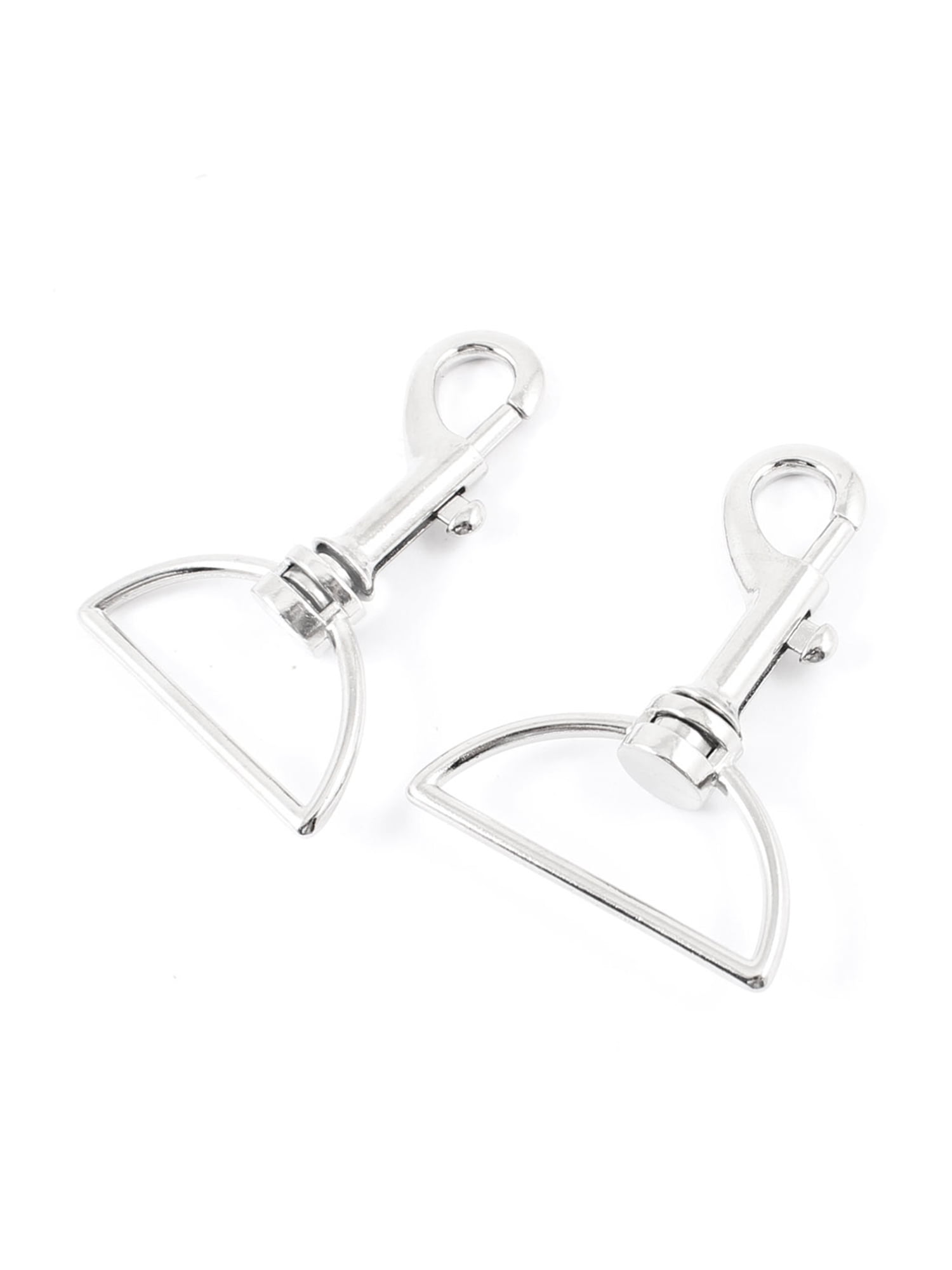 2 Pcs 1.5" Dia Silver Tone Metal D Ring Swivel Hook Keyring Keychain ...