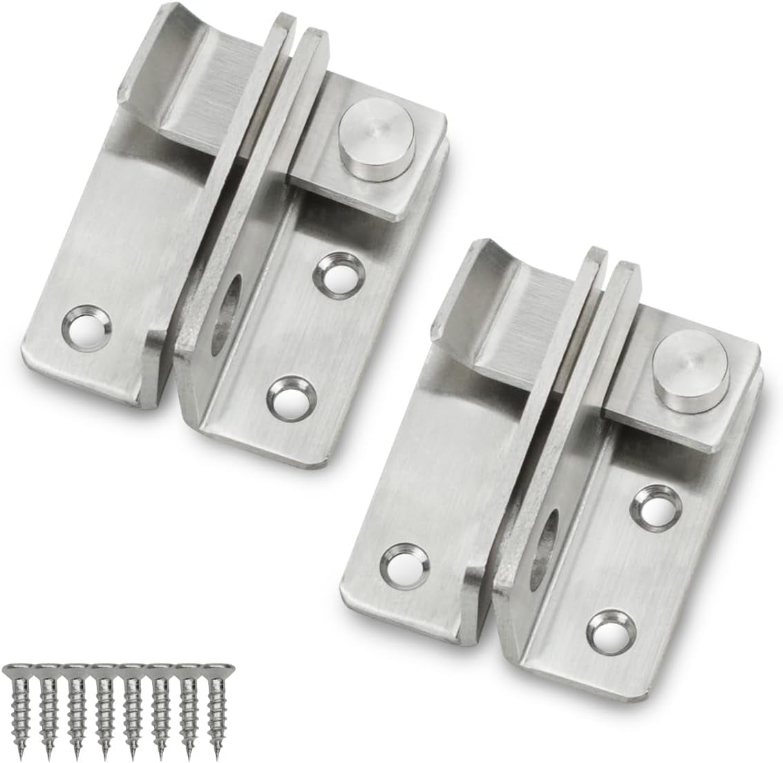 2 Pcs 1.73 Inch Satin Nickel Flip Gate Latches, Stainless Steel Bolt Latch for Safety Door Lock ...