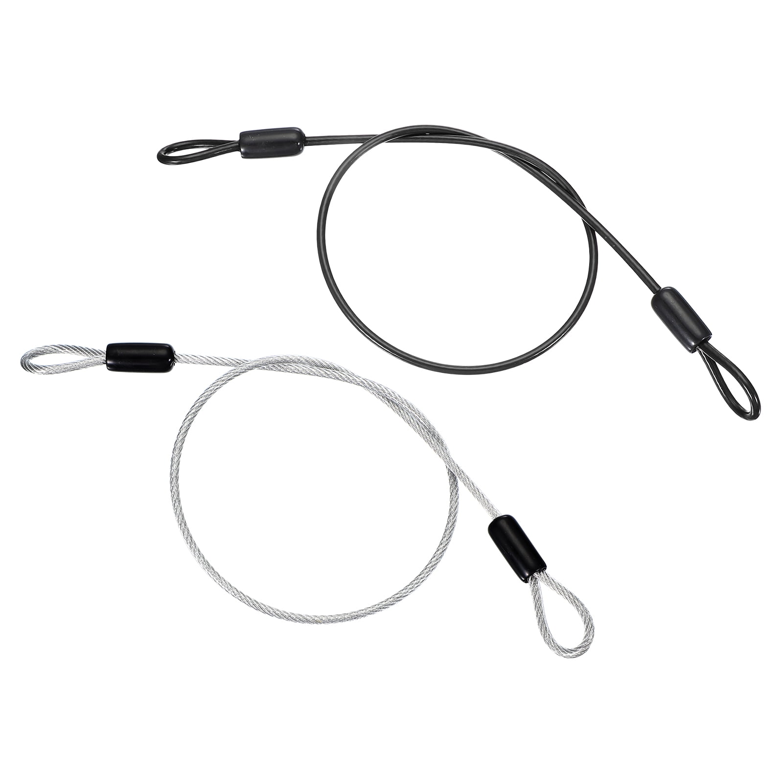 2 Pcs 1/8" Dia Vinyl Coated Stainless Steel Cable with Loops, 1.6ft (20 ...