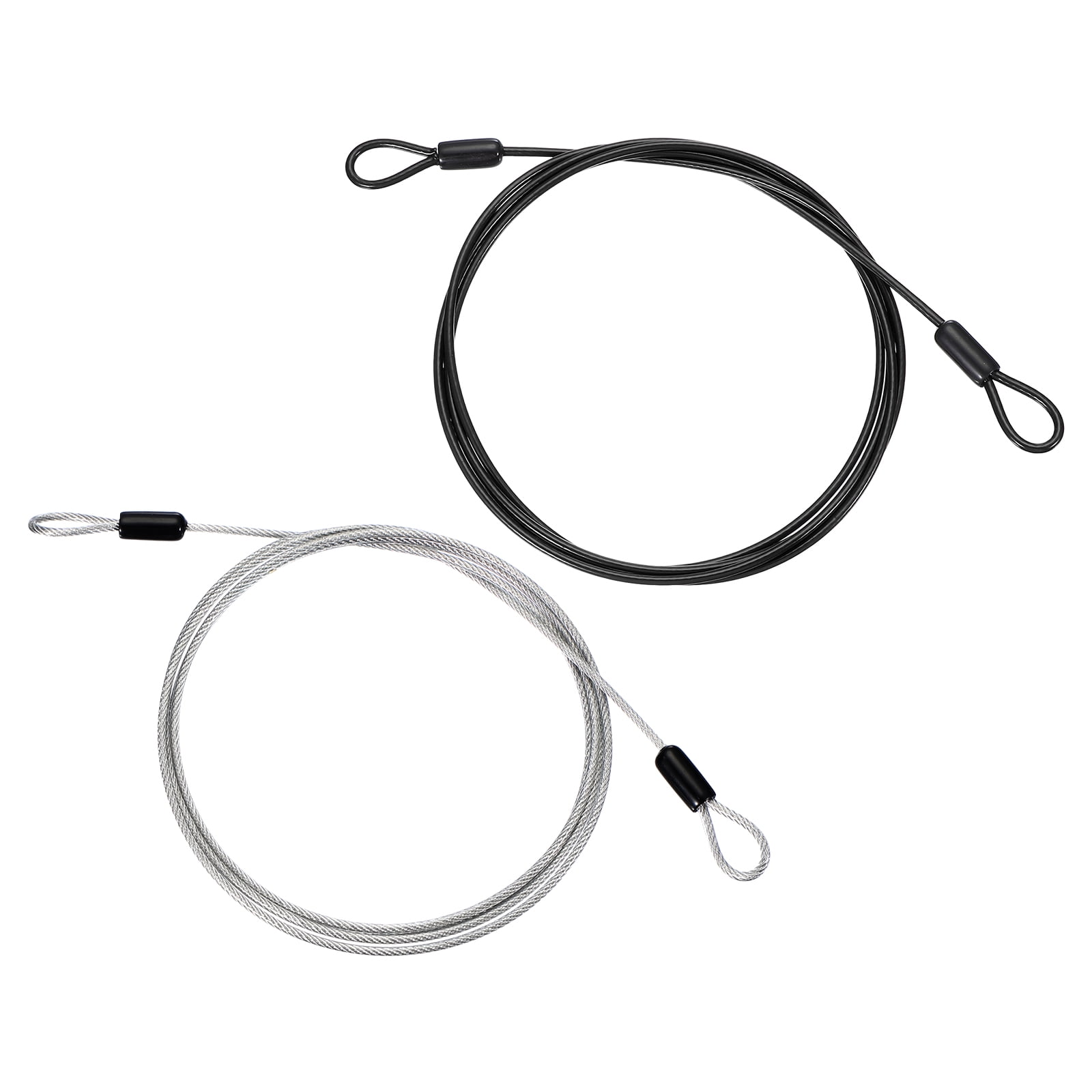 2 Pcs 1/8" Dia Vinyl Coated Stainless Steel Cable with Loops, 6.6ft (79 ...