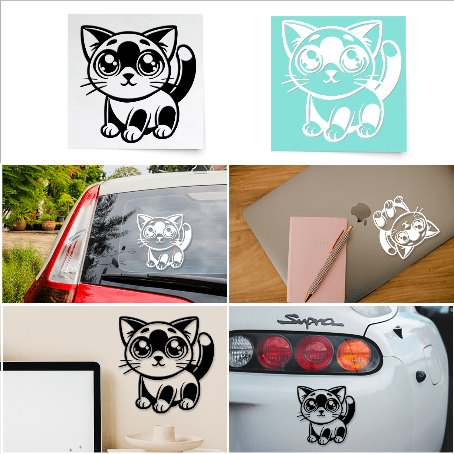 (2 Pcs, 1 Black, 1 White, 4.8'' X 4.9'') Transparent Adhesive Decal ...