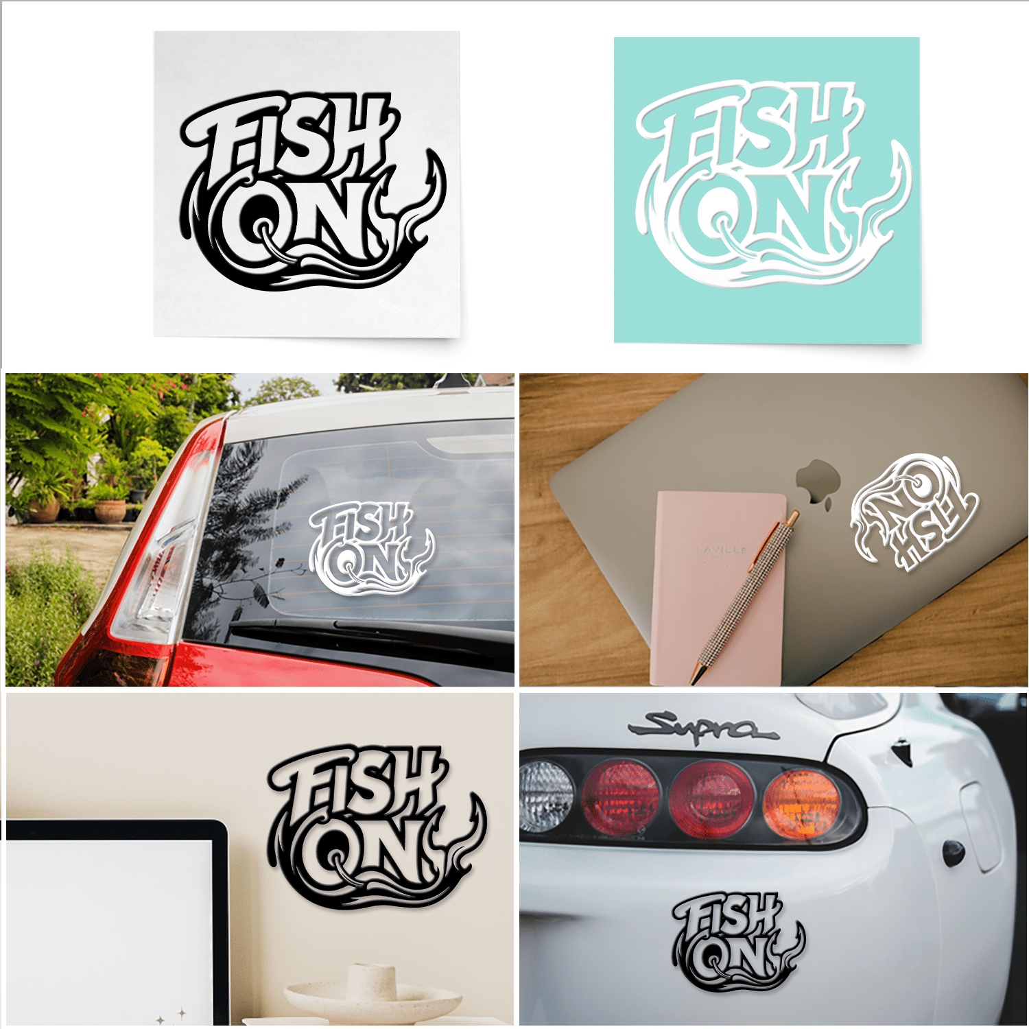 (2 Pcs, 1 Black, 1 White, 6.4'' X 4.8'') Transparent Adhesive Decal ...