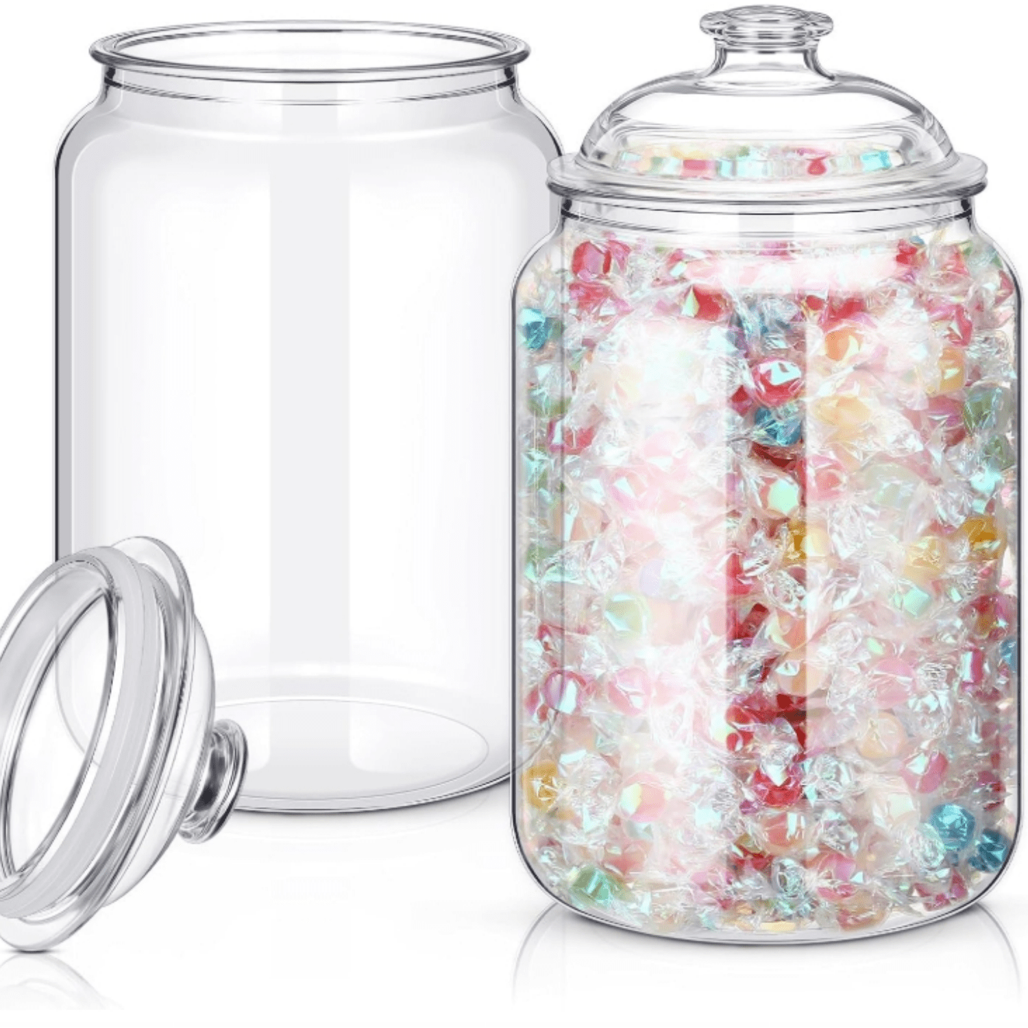 2 Pcs 1 Gallon 128 oz Candy & Cookie Jar Plastic Jars with Lids D ...