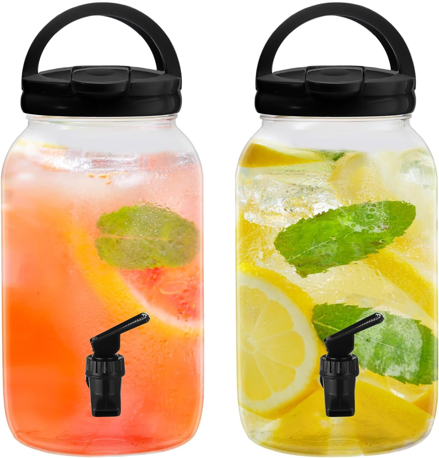2 Pcs 1 Gallon Plastic Beverage Dispenser with Spigot Clear Plastic ...