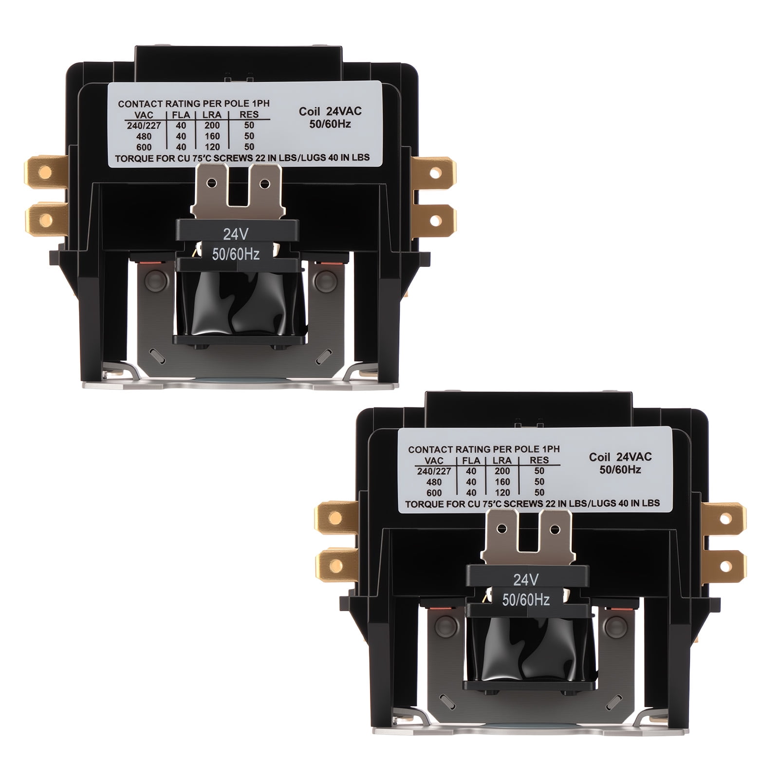 2 Pcs 1 Pole 40 Amp 24 VAC Coil AC Contactor Replacement for Air ...