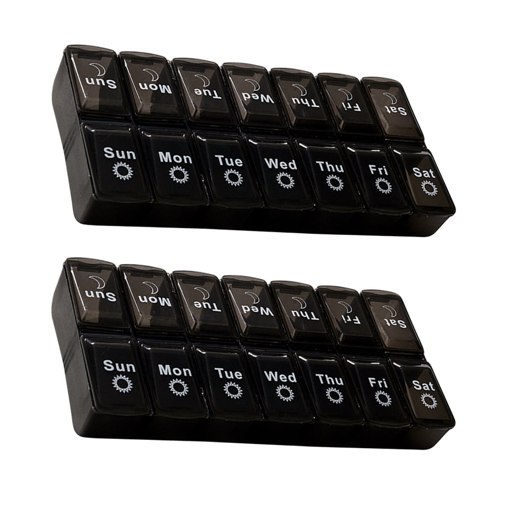 2 Pcs 1 Set Pill Boxes 7-day Pill Containers Simple Compartment Boxes ...