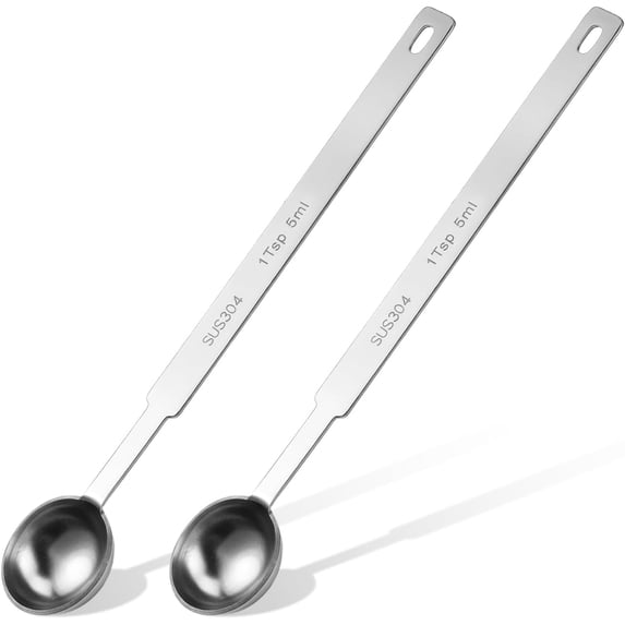 2 Pcs 1 Teaspoons Measuring Spoon, 5 ML Stainless Steel Measuring Scoop ...
