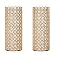 2 Pcs 10.4 Inch Tall Hollow Crystal Cylinder Vases, Golden Accent ...