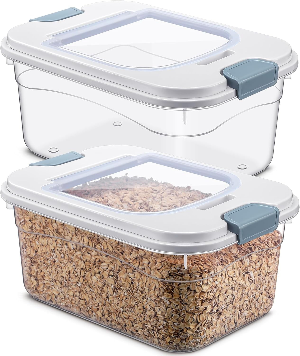 2 Pcs 10 Lbs Flour Storage Container with 2 Cup Clear Rice Container ...