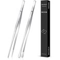 2 Pcs 10-inch Cooking Tweezers Tongs Precision Serrated Tips, Stainless ...