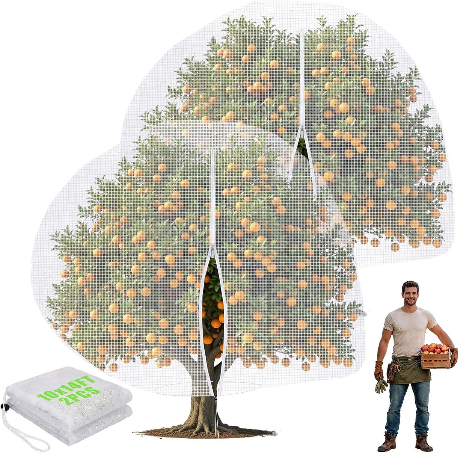 2 Pcs 10 x 14 ft Large Fruit Tree Netting for Protecting Fruit from ...