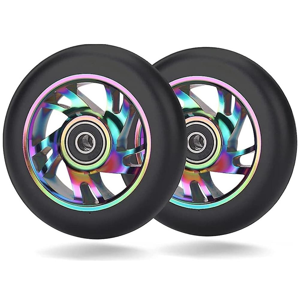 2 Pcs 100mm Scooter Replacement Wheels With Bearing Stunt Scooter Pu ...