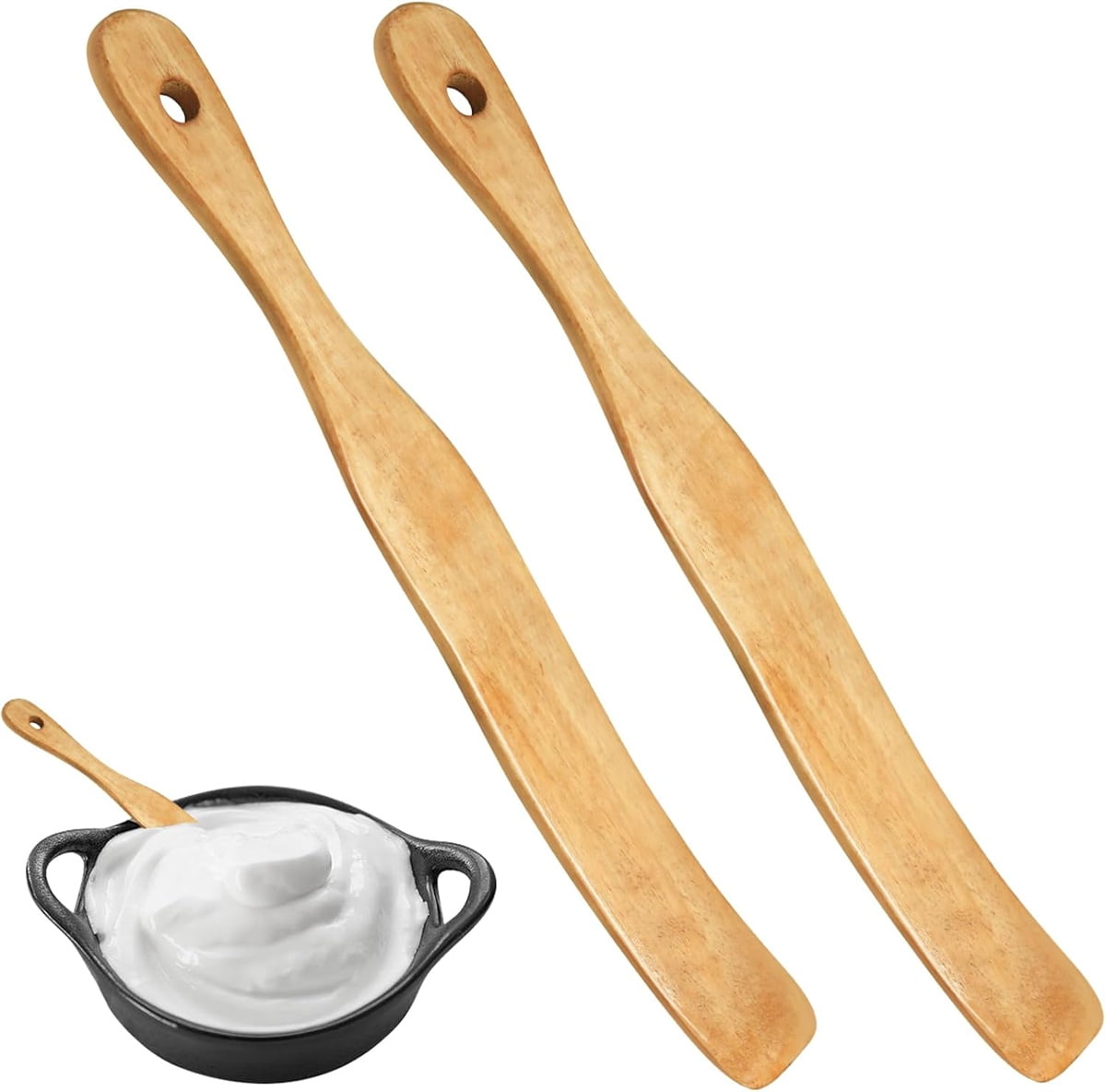 2 Pcs 11 Inch Sourdough Spatula Mixer,Wooden Spatula Tool for Cooking ...