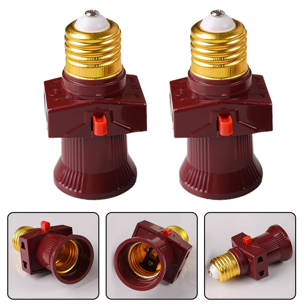 2 Pcs 110V-240V E27 Screw LED Bulb Adapter with Switch Lamp Socket Kit ...