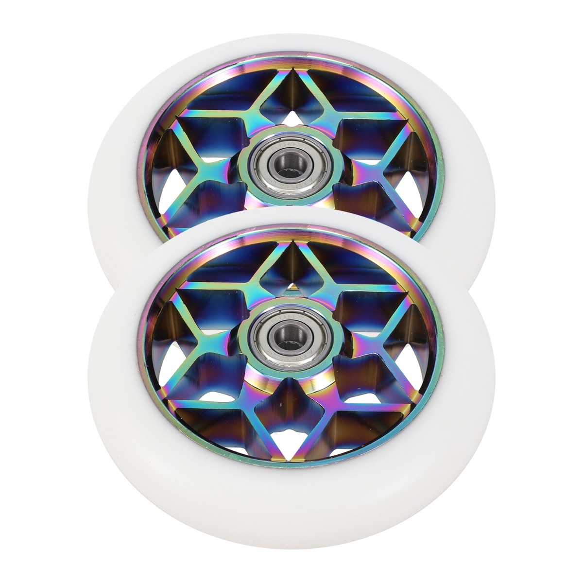 2 Pcs 110mm Scooter Wheels Pu Wheels Thick Stunt with Bearings(White ...