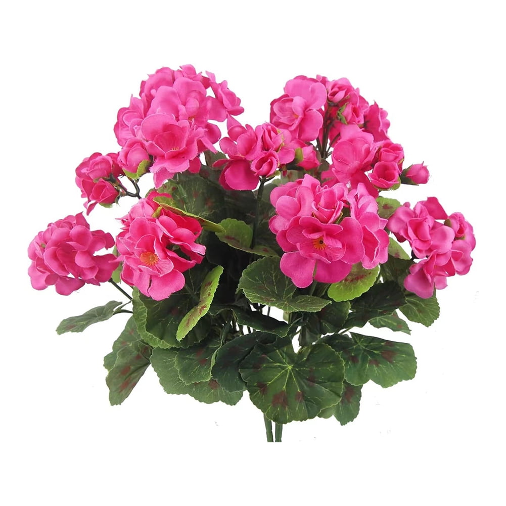 2 Pcs 12.6inch Faux Flowers Geraniums Nonwoven Garden Plants Bush ...