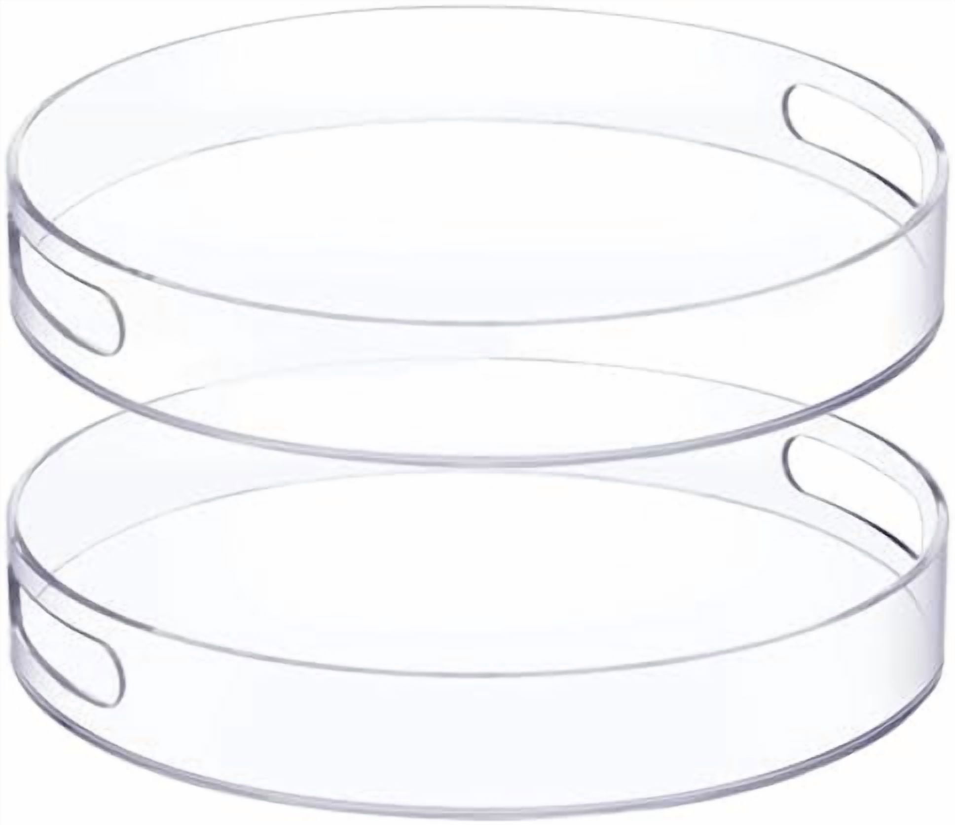 2 Pcs 12 Inch Acrylic Round Tray with Handles Sturdy Clear Round ...