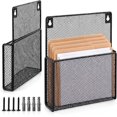 2 Pcs 12 Inch Metal Wall Magazine Holder High Pocket Mesh Hanging File ...