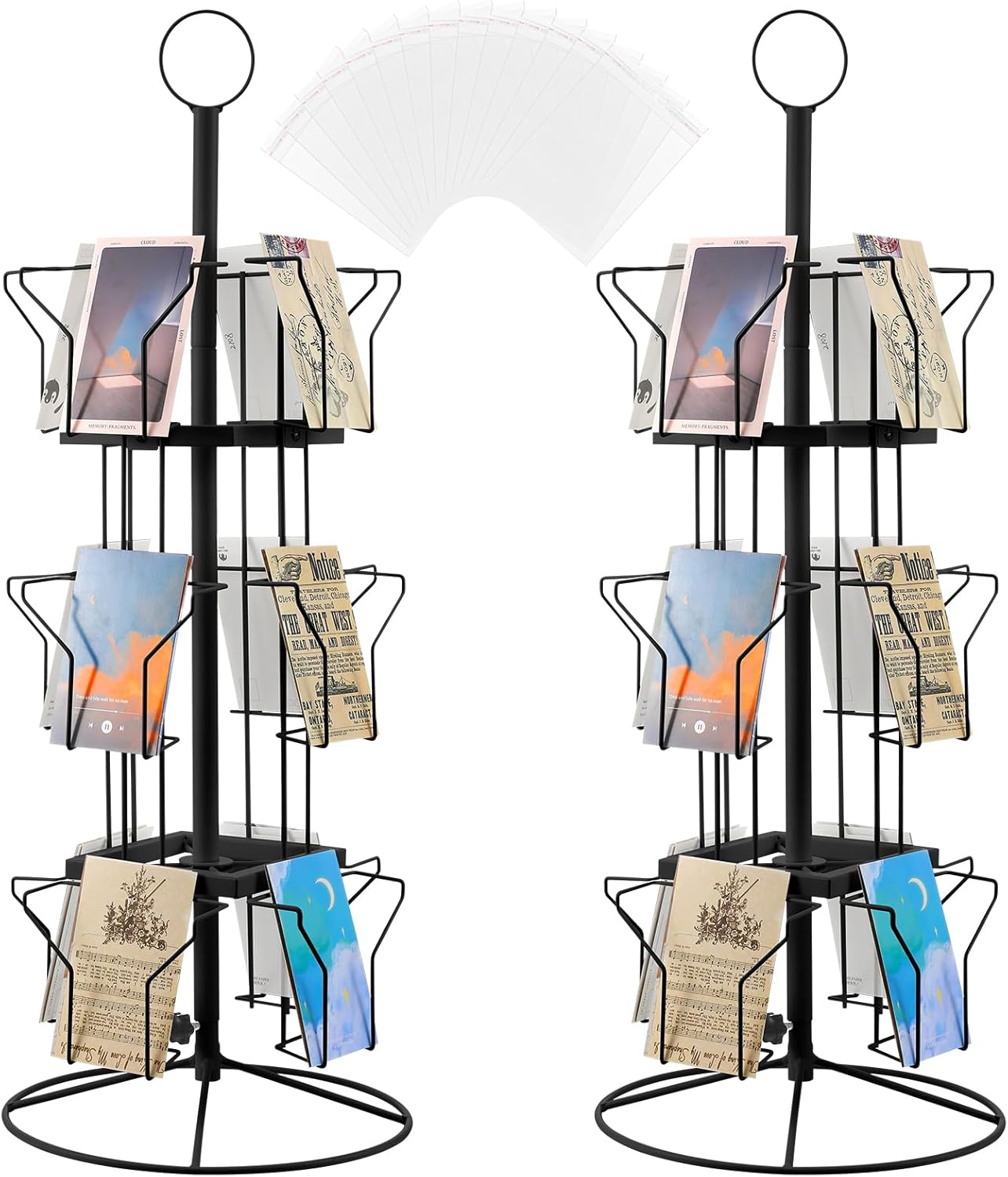 2 Pcs 12 Pockets Countertop Rotating Greeting Card Rack Greeting Card ...