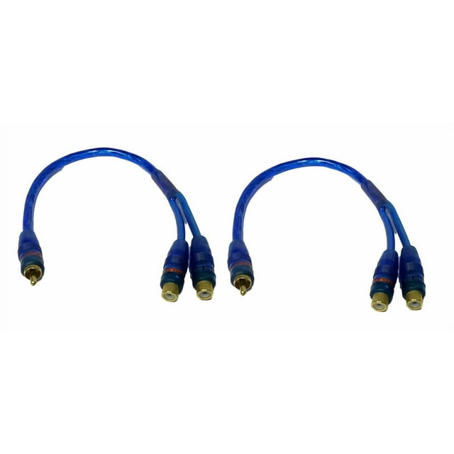 "2 Pcs 12"" RCA Audio Y Splitter Cable - 1 Male to 2 Female Stereo Aux ...