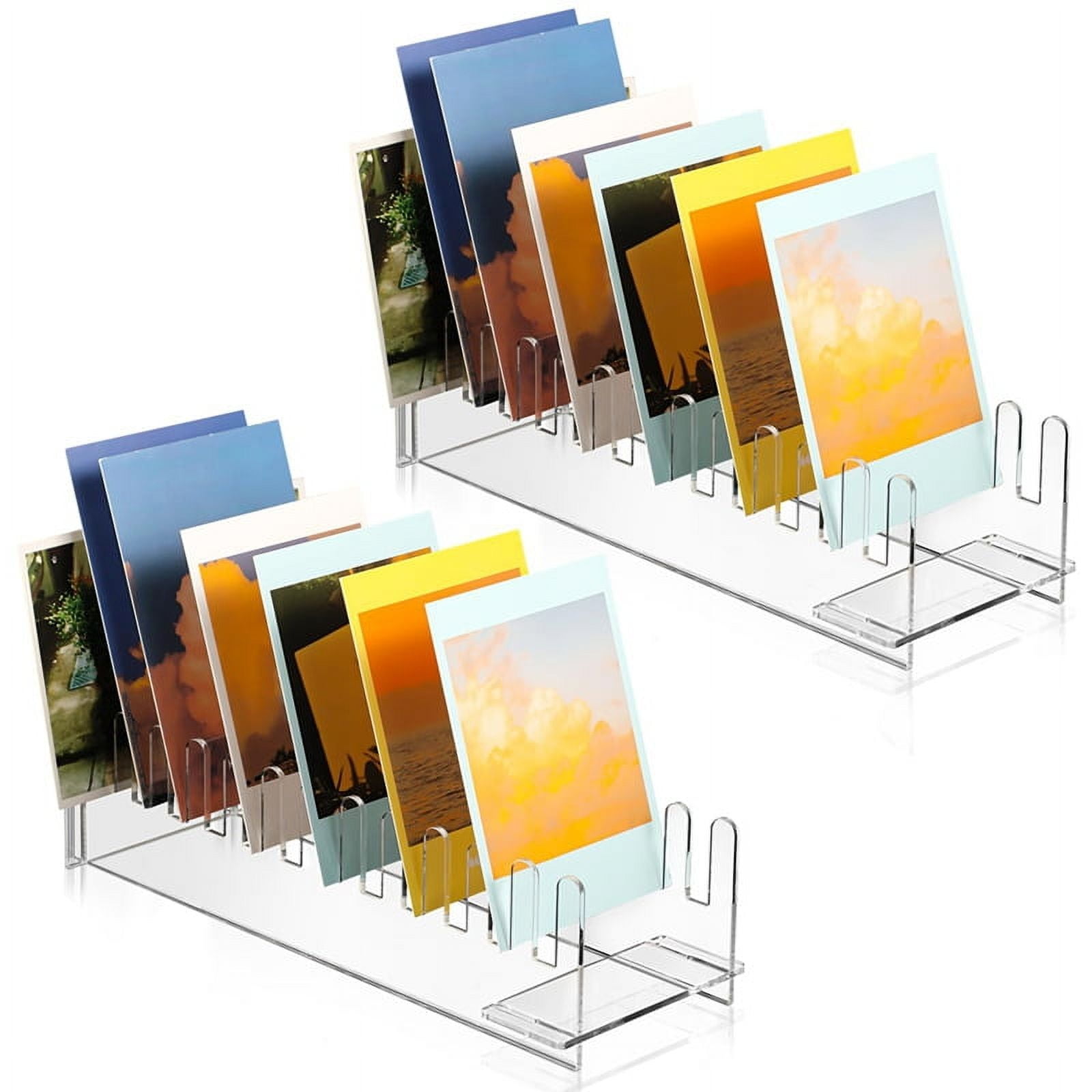 2 Pcs 12 Tier Acrylic Greeting Card Display Stand Portable Rack Clear ...