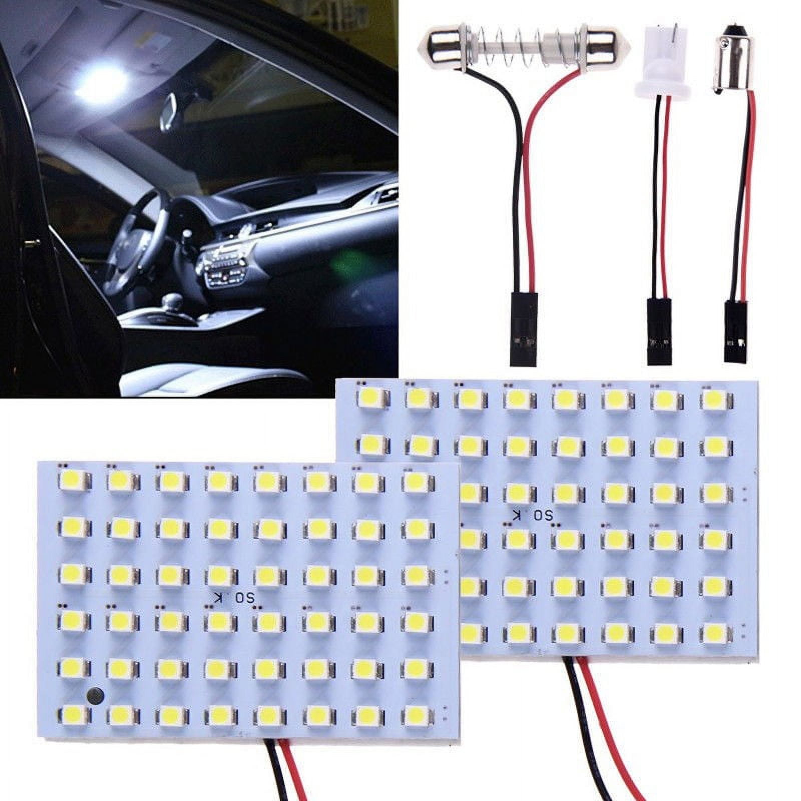 2 Pcs 12V Car 48 SMD LED Panel Light T10 Festoon Ba9s Dome Map Interior ...