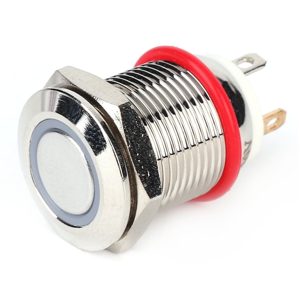 Neyseki 2 Pcs 12mm 4 Pin Self reset Metal Button Switch with LED Light ...