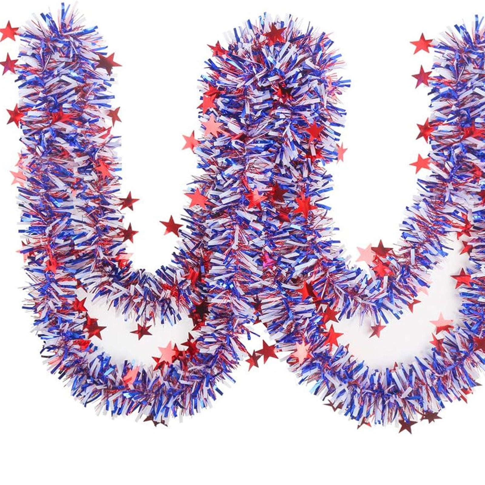 2 Pcs/13 Ft 4th of July Tinsel Garland, Glitter Streamers Garland ...