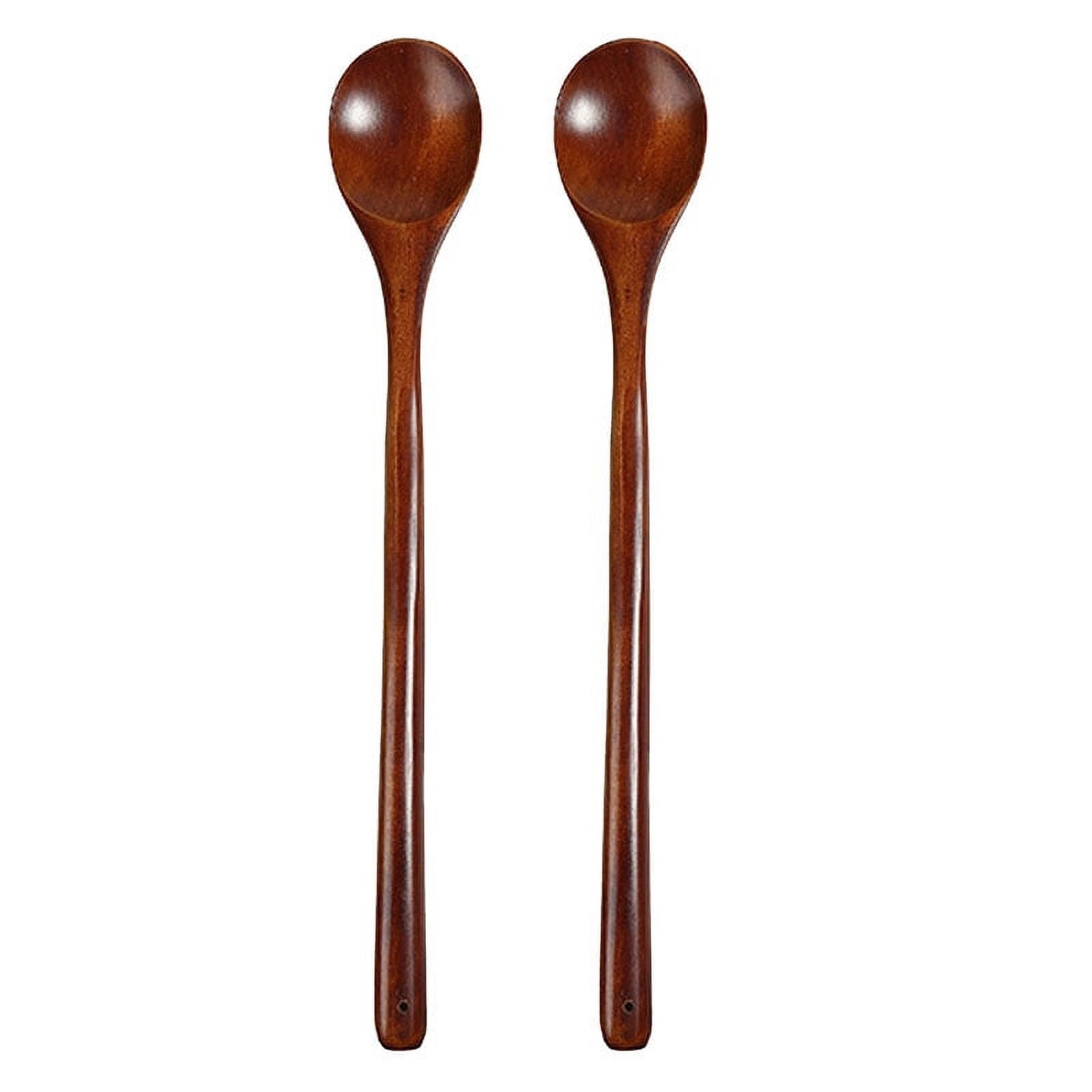 2 Pcs 13 Inch Long Handle Wooden Spoons for Cooking Long Handle Tasting ...